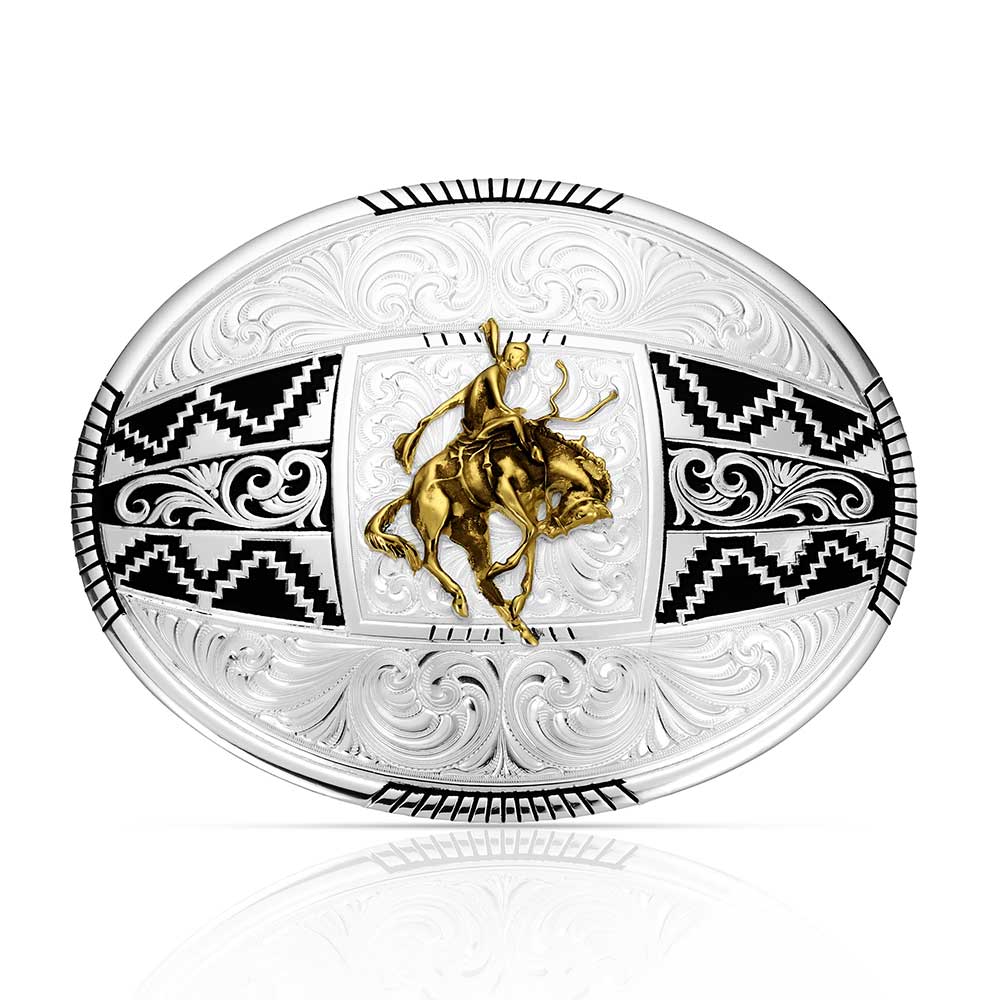 Aztec Buckle with Ranch Bucking Horse | Montana Silversmiths